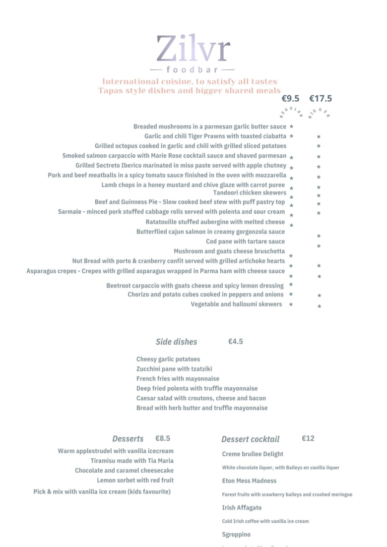 View the menu of Foodbar Zilvr